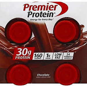 Premier Protein Shake, Chocolate, 30g Protein, 1g Sugar, 24 Vitamins & Minerals, Nutrients to Support Immune Health, 4 Count, 44 Fl Oz