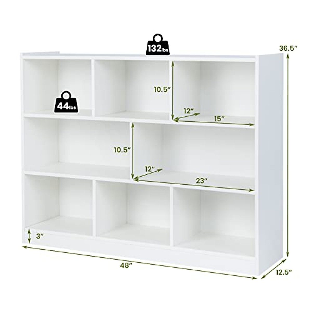 Giantex 8 Cube Bookcase, Freestanding 3-Tier Open Bookshelf, Modern Storage Display Cabinet, Wood Cube Storage Organizer for Living Room, Kid’s Room, White