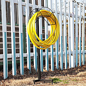 Hongmai Garden Hose Holder Freestanding, Heavy Duty Water Hose Hanger Hose Reel for Outdoor, Detachable Metal Hose Stand Hose Rack Hose Storage for Garden Lawn Yard (Black A)