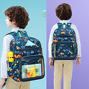 LEDAOU Kids Preschool Backpack Boys Kindergarten BookBag Elementary Waterproof School Bag (Dinosaur Leaf)