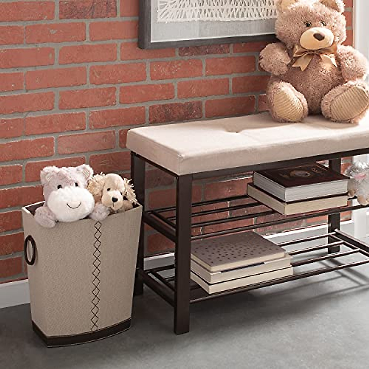 Organize It All Multi-Purpose Basket | Dimensions: 8" x 13.5" x 12" | Open Top | Great Storage | Home Organization | Handles for Easy Movement | Great for Office | Living Room | Beige