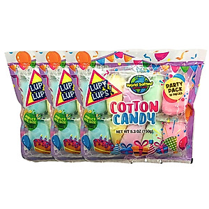 Lupy Lups! Cotton Candy Party Pack 0.5 oz each - Individually Wrapped- Pastel Candy for Stocking, Treats, Party Favors, Buffet table and Piñata (Assorted)