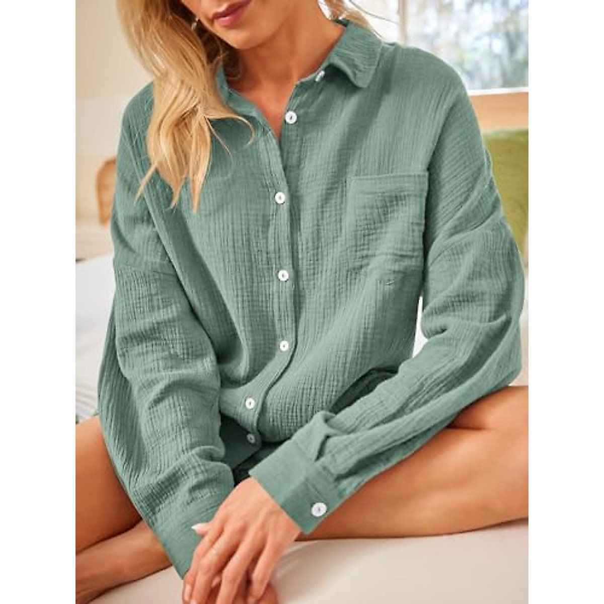 AUTOMET Womens Fashion 2 Piece Outfits For Women Lounge Sets Pajama Sets Two Piece Button Down Oversized Shirts Fall Outfits 2023 Tracksuit