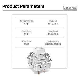 LTC Kailh x Box Switches White for Mechanical Gaming Keyboard DIY, 3pin Clicky RGB/SMD Waterproof MX Stem Switches with Switch Puller(30 Pcs, White)