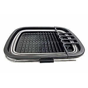 SAMMART 8L (2.11Gallons) Expandable Collapsible Dish Drainer - Foldable Drying Rack - Portable Dinnerware Organizer - Space Saving Kitchen Storage Tray (Black/Alloy Grey)