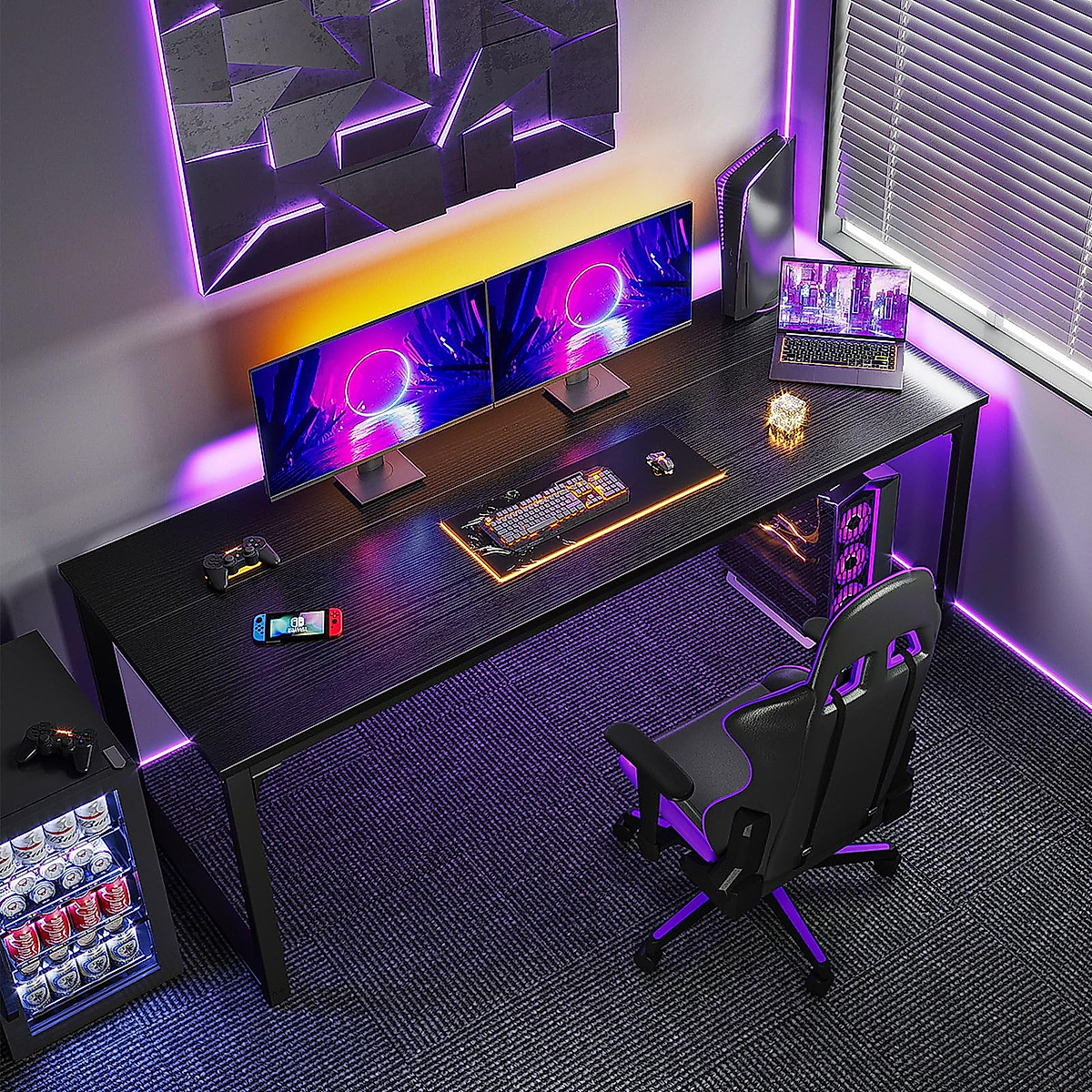 Coleshome 71 Inch Computer Desk, Modern Simple Style Desk for Home Office, Study Student Writing Desk, Black