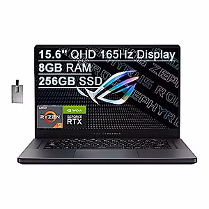 ASUS 2021 ROG Zephyrus 15.6" QHD 165Hz Gaming Laptop Computer, AMD Ryzen 9-5900HS(Beats Intel i7-11800H), 8GB RAM, 256GB PCIe SSD, Backlit Keyboard, GeForce RTX 3070 Graphics, Win 11, Grey, 32GB USB