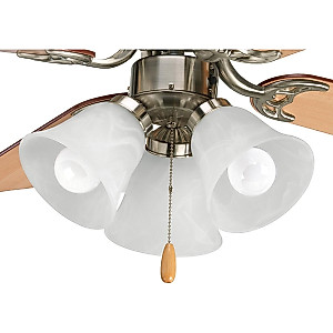 Progress Lighting AirPro Collection Three-Light Ceiling Fan Light, Brushed Nickel