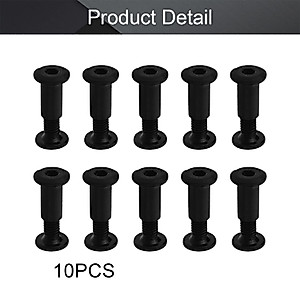 MroMax M6 Binding Screws, M6 x 12mm Carbon Steel Binding Screws and Rivet Socket Cap Connecting for Binding Baby Bed Furniture, DIY Leather, Scrapbook and Photo Albums 10Pcs