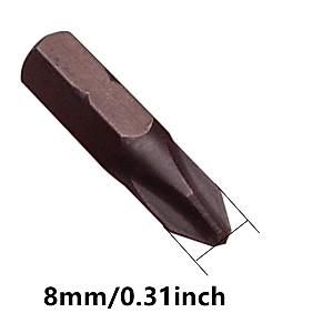 COMOK 20pcs 8mm/0.315inch Tip BrownTone Magnetism Metal JIS Cross Head Hex Drive Bit