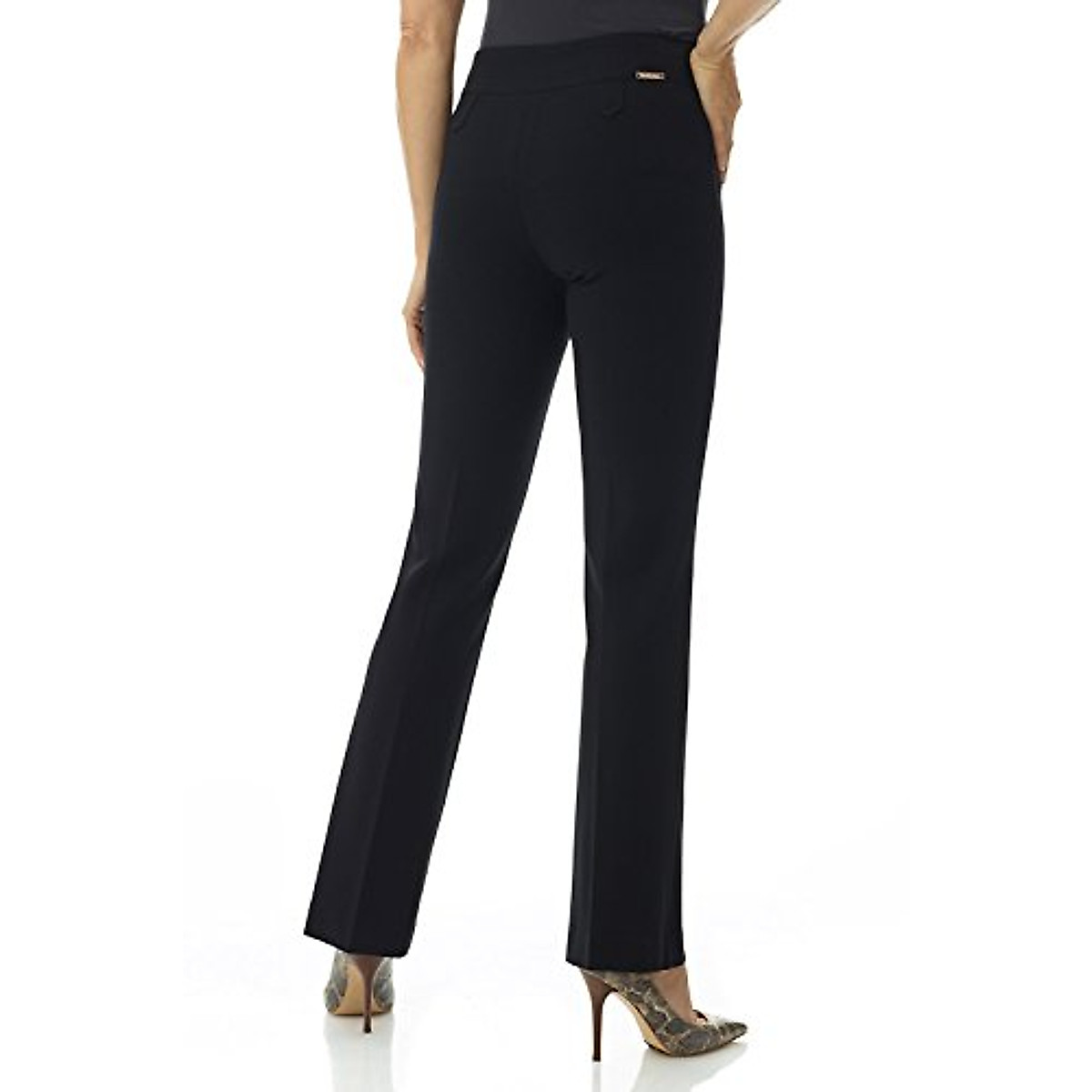 Rekucci Womens Secret Figure Pull-On Knit Bootcut Pants w/Tummy Control (Black, 12)