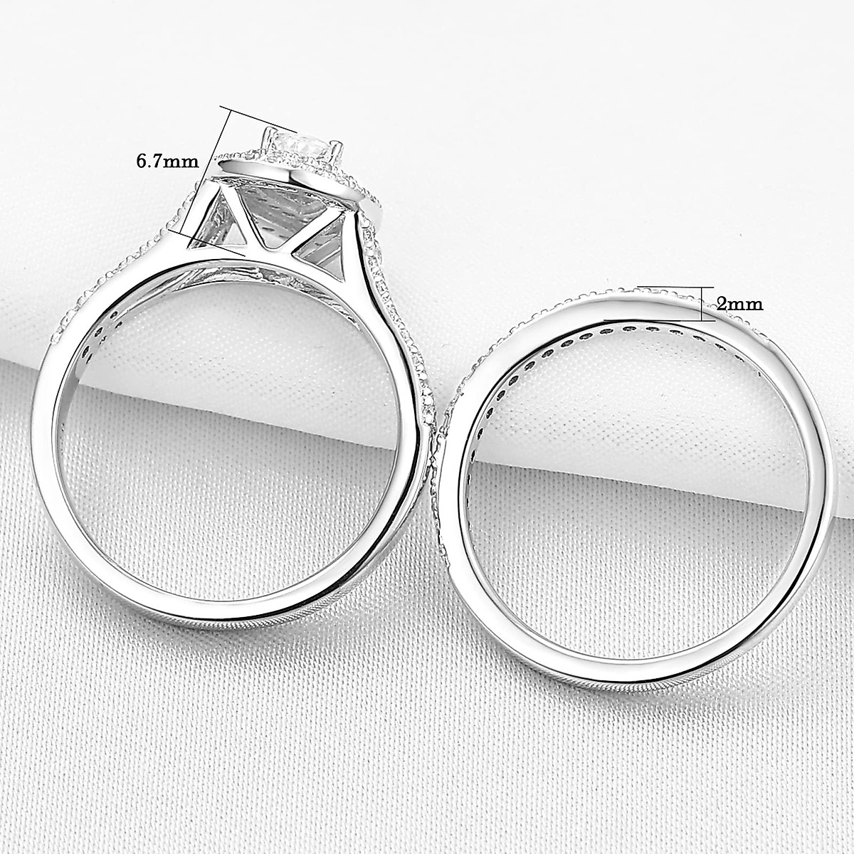 Newshe Jewellery Wedding Engagement Ring for Women Bridal Set AAAAA Cz 925 Sterling Silver 1.3Ct Pear White Size 7