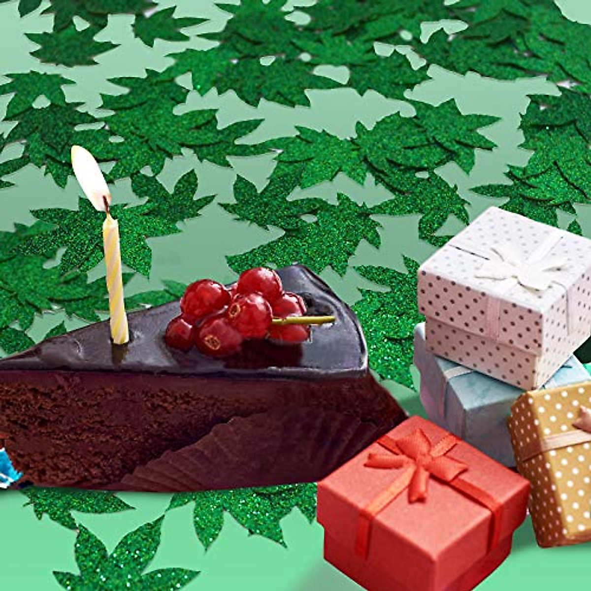 Marijuana Confetti for Marijuana Leaf Theme Party Decorations, 420 Birthday,Single Green Weed Leaf, Have a Dope Birthday Party Supplies (Green)