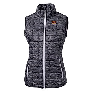 Cutter & Buck Women's Black Washington Commanders Rainier Primaloft Eco Printed Full-Zip Puffer Vest