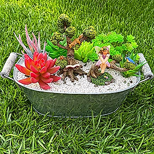 Mood Lab Fairy Garden Miniature Fairy with Reading Tree Statue - Figurines and Accessories Kit of 2 pcs
