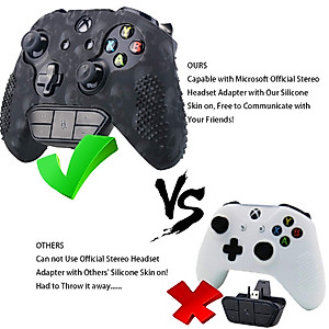 9CDeer Studded Protective Customize Transfer Printing Silicone Cover Skin Sleeve Case + 8 Thumb Grips Analog Caps for Xbox One/S/X Controller Skull Black Compatible with Official Stereo Headset