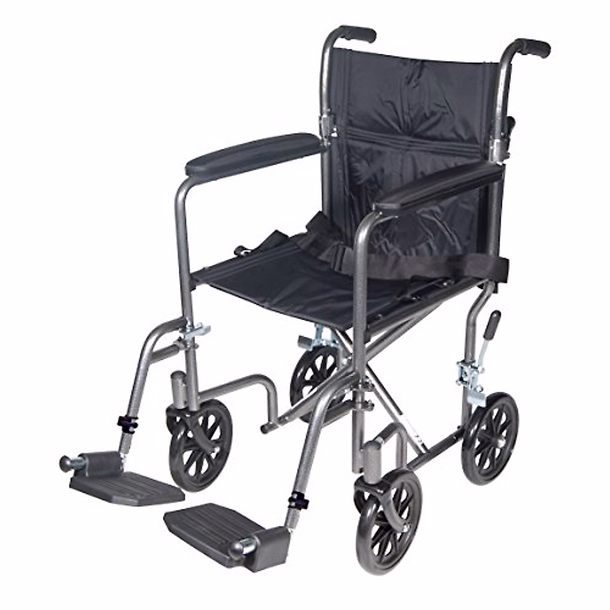 Drive Medical TR37E-SV Lightweight Folding Transport Wheelchair with Swing-Away Footrest, Silver