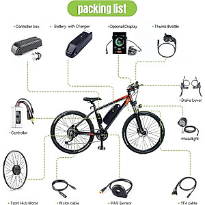 BAFANG 48V 500W Front Hub Motor Electric Bike Conversion Kit for 26 inch Wheel Drive Engine with DM03 LCD Display Without Battery and Charger