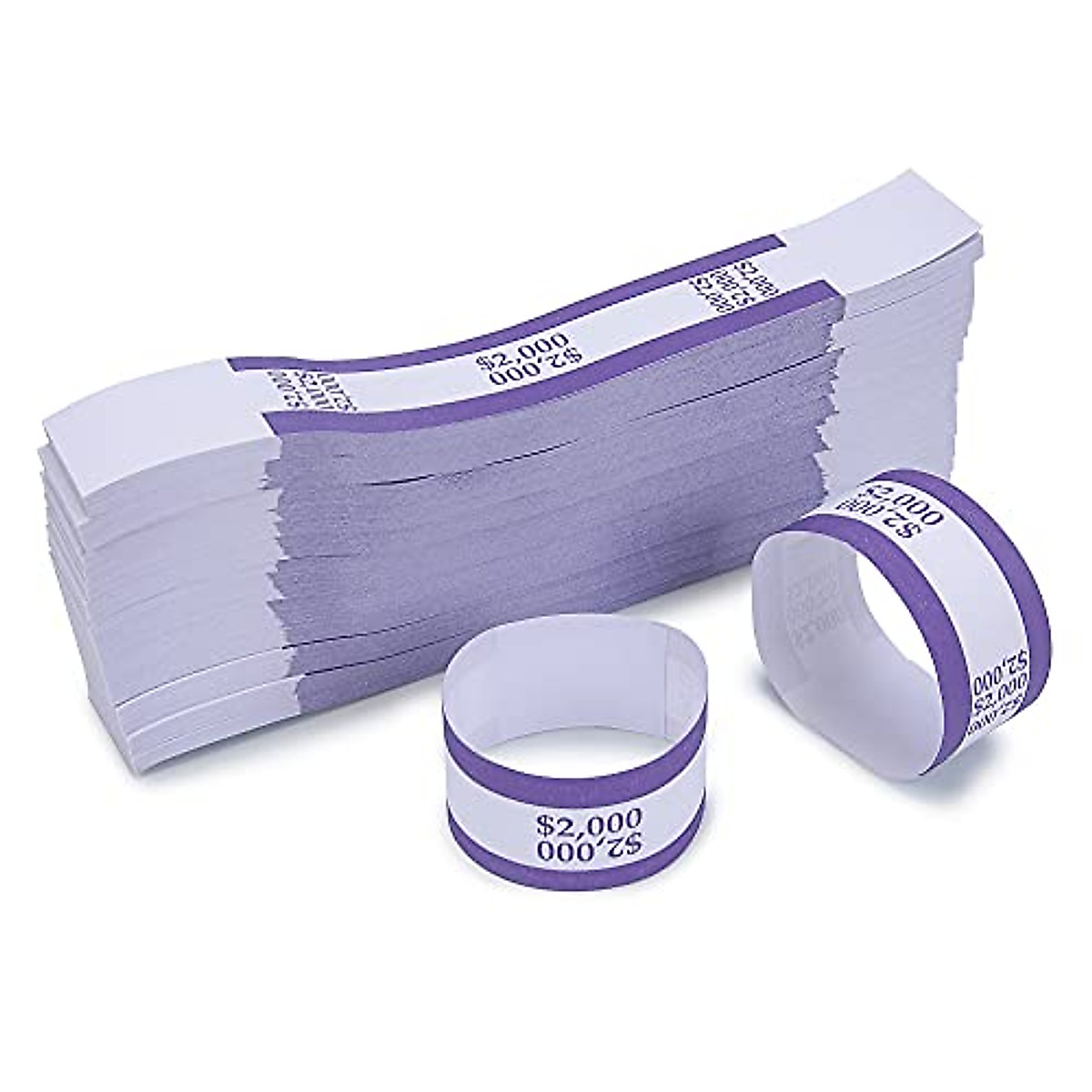 L LIKED Pack of 500 Currency Band Self Sealing Currency Straps Bands Money Bill Wrappers (Purple $2000-500 PCS)
