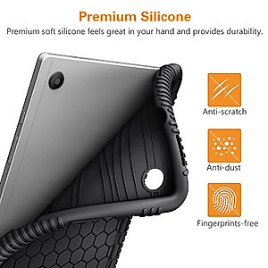 Fintie Silicone Case for Samsung Galaxy Tab A8 10.5 Inch 2022 Model (SM-X200/X205/X207), Honey Comb Series Kids Friendly Light Weight Shock Proof Protective Cover, Black