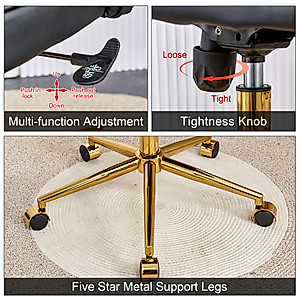 OLASK Office Desk Wheels Vanity Adjustable Cute Computer Chair Swivel Armchair for Bedroom Living Room for Small Spaces, Black