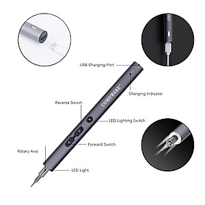 COMOWARE Mini Electric Screwdriver-50 in 1 Precision Small Electric Screwdriver Set for PC Building with LED Light & 48 bits, Magnetizer, Magnetic Mat, Handy Repair Tool for Phone Watch Camera