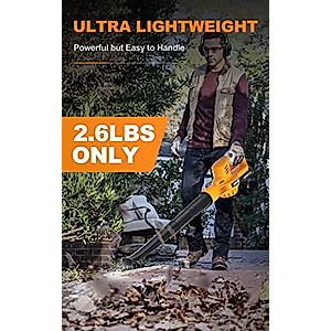 Adedad Cordless Leaf Blower with Battery and Charger 160 MPH Lightweight Blowers for Lawn Care Battery Powered Leaf Blower 2.0AH Battery - New Version More Powerful