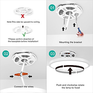 Roomratv Flush Mount Ceiling Light Fixture with Remote Control, Nightlight Warm 3000K, Hardwired 12inch 28W Round, 3000K-6500K Light Color Changeable, Brightness(10% to 100%) Adjustable