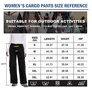 Women's Hiking Cargo Pants Joggers Cotton Casual Military Army Combat Work Pants with 7 Pockets,Black L