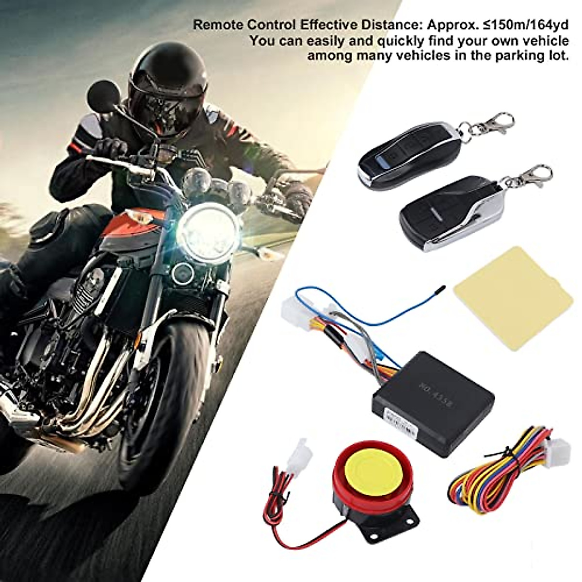Motorcycle Anti Theft Alarm System, 12V Universal Motorcycle Waterproof Anti Theft Alarm System Kit One Way Remote Control