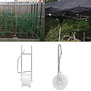 Bandelt 20 Pack Tomato Trellis Roller Hooks with 15M Twine for Tomato,Plant, Greenhouse,Flower Vine Twine Crop Trellis Kit Plant Roller Hook