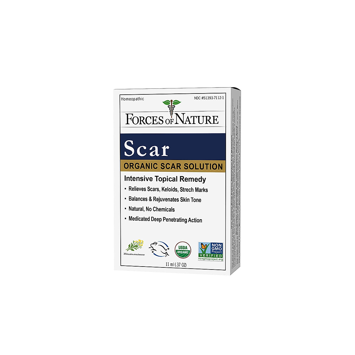 Forces of Nature Scar Treatment, Organic Homeopathic Medicine & Essential Oils, 0.37 Fl Oz, Helps Reduce Appearance of Stretch Marks, Burns, Keloid, Atrophic Acne, Surgical & Hypertrophic Scars