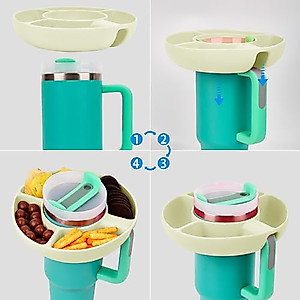 YUBIRD Snack Ring for Stanley Cup, Snack Tray for Stanley Cup 40 Oz, Silicone Snack Bowl Compatible with Stanley 40 Oz, Snack Holder for Stanley Cup (Cream White)