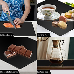 Tempered Glass Cutting Board Glass Cutting Boards for Kitchen,Clear Cutting Board for Countertop,Glass Palette for Oil Painting, Heat Resistant, Shatter Resistant (Black, Set of 2)