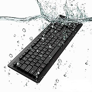 BoxWave Keyboard Compatible with Acer ConceptD 7 Ezel (CC715-72G) (Keyboard AquaProof USB Keyboard, Washable Waterproof Water Resistant USB Keyboard - Jet Black