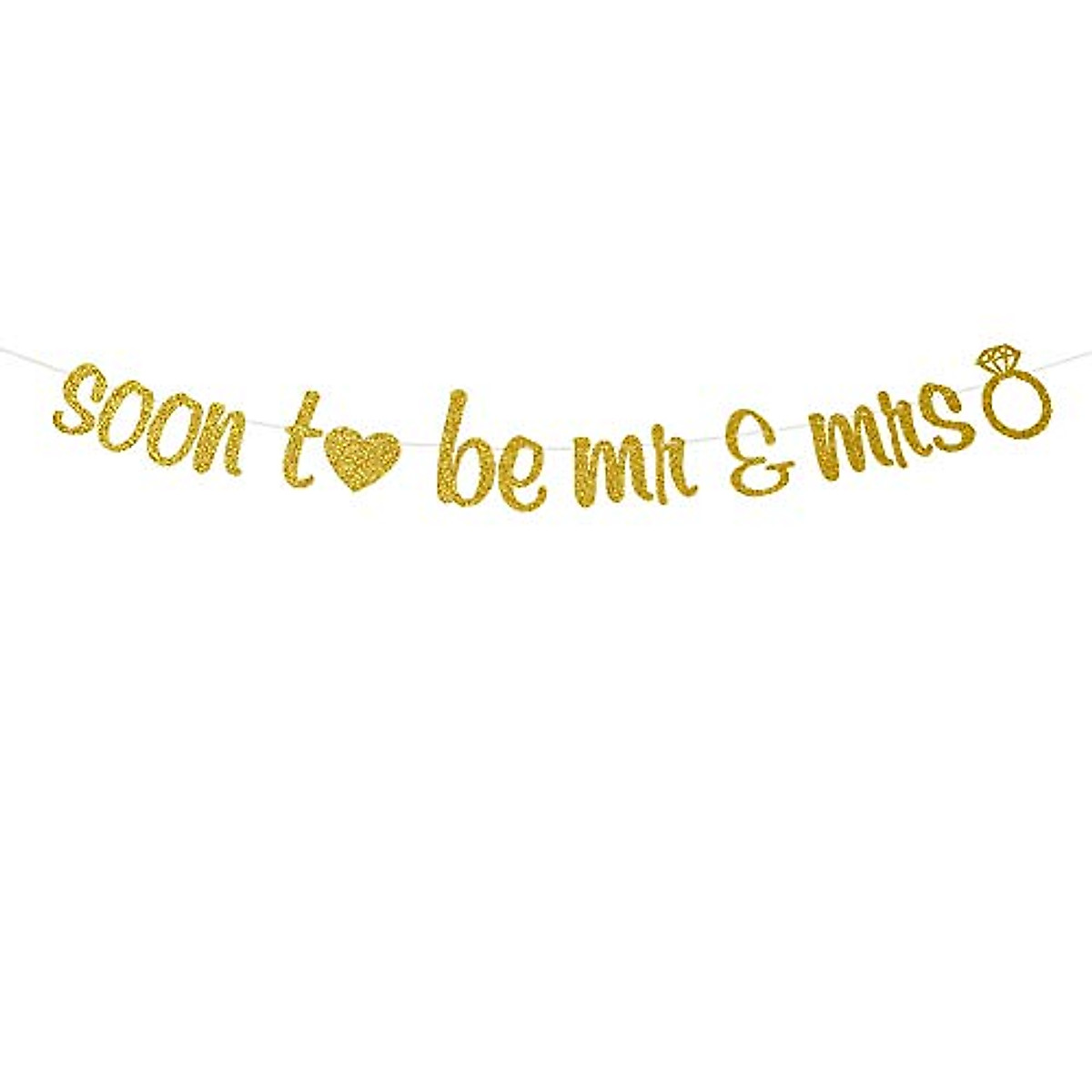 Soon To Be Mr & Mrs Banner - Engagement Bridal Shower Bachelorette Bachelor Wedding Party Decorations Sign Gold Glitter