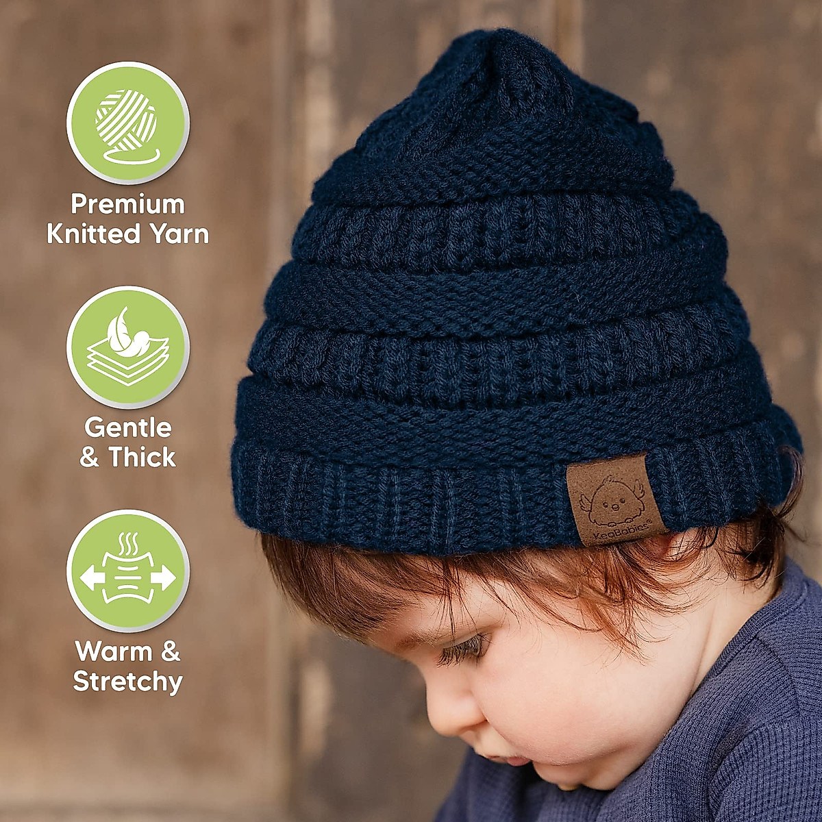 3-Pack Baby Beanies for Boys, Girls - Stretchy Knit Baby Hats, Cute Newborn & Toddler Winter Hat, Soft & Warm Infant Beanie 0-3 Months (Urban, M)