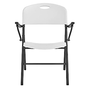 Living and More Plastic Folding Chair with Armrest, Light Weight Folding Chair, 350 Pound Capacity, White, 4pc Pack