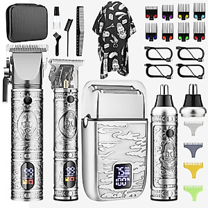Beard Trimmer for Men, Cordless Electric Hair Clippers Professional, Barber Clippers Rechargeable Sets, Electric Razor Foil Shavers Haircut Kit for Ear, Face, Nose, Hair, Beard,Whole Body Available