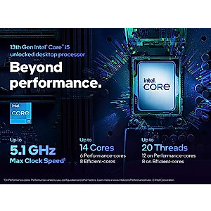 Intel Core i5-13600KF (Latest Gen) Desktop Processor 14 cores (6 P-cores + 8 E-cores) - Unlocked