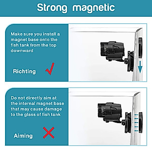 AQQA Wave Maker Pump, 530GPH Aquarium Circulation Pump 360 Degree Rotatable Submersible Powerhead Pump with Magnet Suction Base for Marine and Freshwater Aquariums（3W)