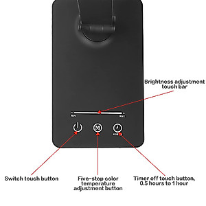 Starkitchen Desk Lamp with USB Charging Port Folding Office Lamp Touch Control 5 Kinds of Lighting Modes Can be Timed (Black)