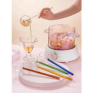 Pink Glass Saucepan with Lid and Handle, 1.5L/50oz Glass Cooking Pot, Glass Cooking Saucepan Safe for Pasta Noodle, Soup, Milk, Baby Food