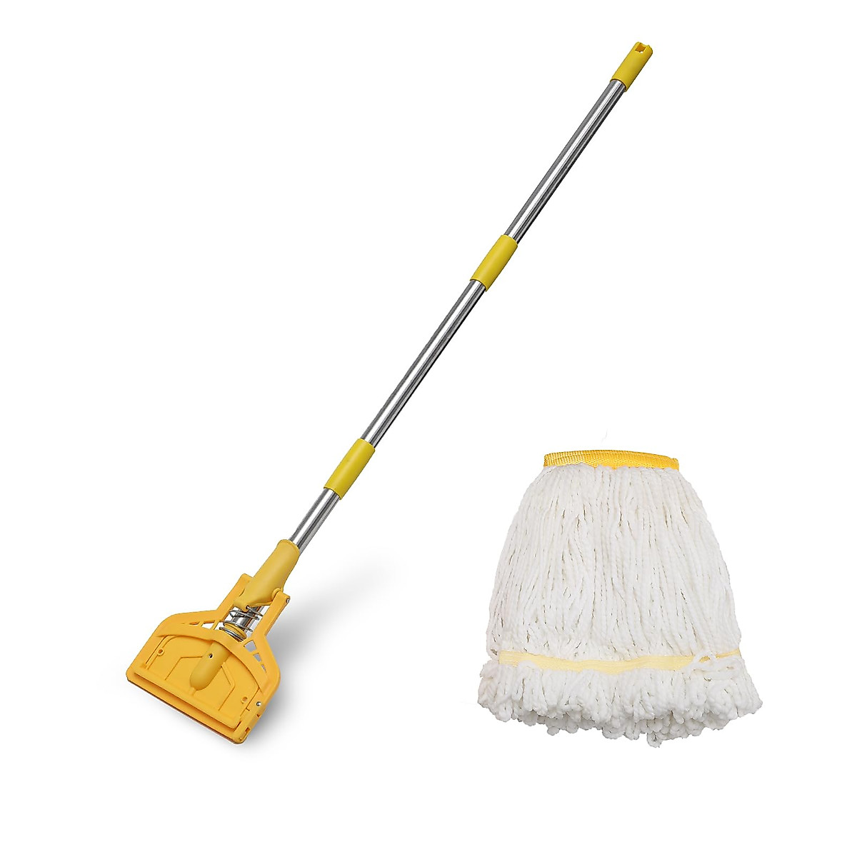 Commercial Mop Heavy Duty Industrial Cotton Mop, 61 inch Metal Commercial Mop Stick for Home, Garage,Office, Workshop, Warehouse Floor Cleaning, 1 Pack