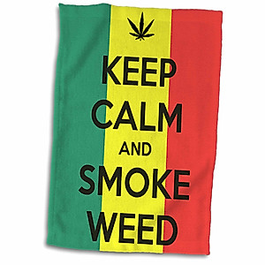 3D Rose Keep Calm and Smoke Weed Towel, 15" x 22"