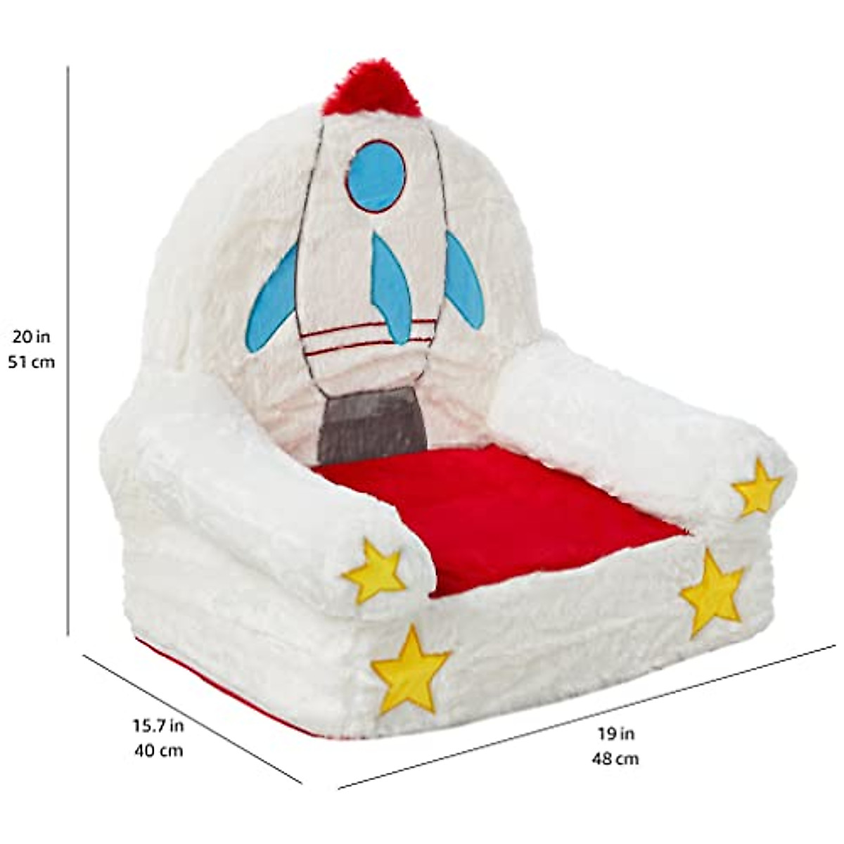 Amazon Basics Children's Plush Chair, Rocket, Multicolor