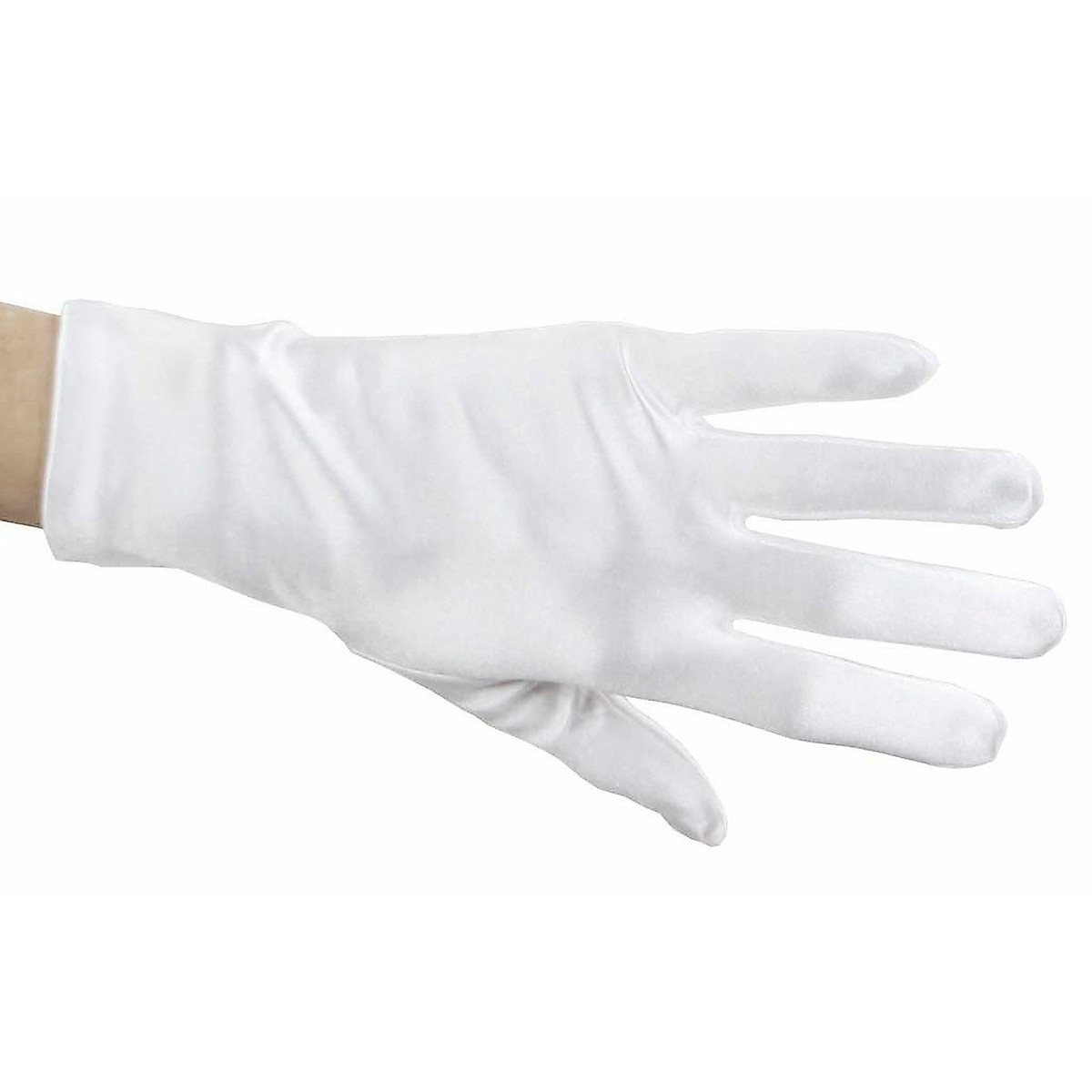 ZAZA BRIDAL Shiny Stretch Satin Dress Gloves Wrist Length 2BL-White