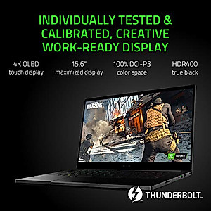 Razer Blade 15 Advanced Gaming Laptop 2020: Intel Core i7-10875H 8-Core, NVIDIA GeForce RTX 2080 SUPER Max-Q, 15.6” 4K OLED Touch, 16GB RAM, 1TB SSD, CNC Aluminum, Chroma, Thunderbolt 3, Creator Ready