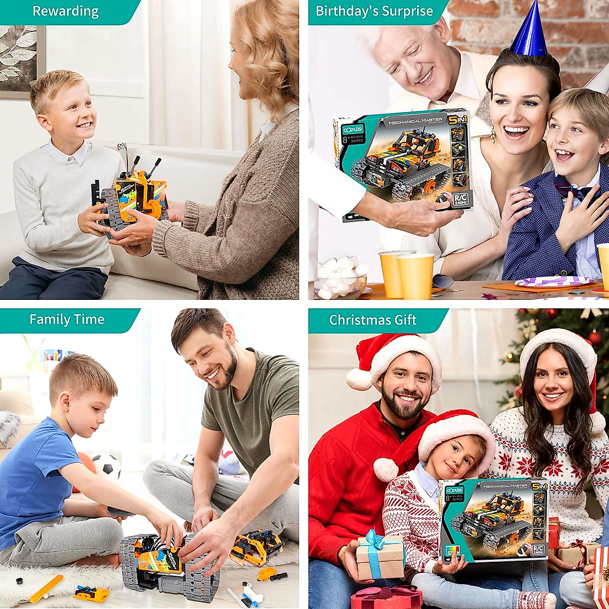 Coplus 5in1 Remote Control Stem Building Kit, 392Pcs Blocks Stem Erector Set Projects Toy for Kids Ages 8-12, Build a Tank/Robot/AVT DIY Educate 6 7 9 10 11 13 Years Old for Boys Birthdays Gift Ideas