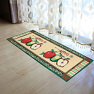 yazi Fabric Kitchen Mat Area Rug Fresh Picked Apples Non-Slip Rubber Backing Floomat,47x18 Inches